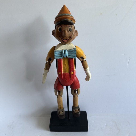 Art | Vintage 195s Handcarved Wooden Pinocchio Art Folk Figurine On A ...